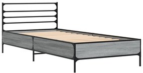 Rám postele šedý sonoma 90 x 200 cm kompozitní dřevo a kov