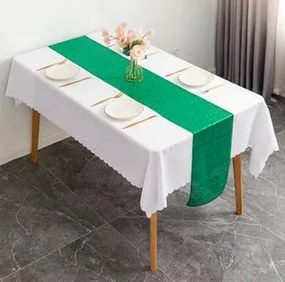 Sváteční třpytivý jednobarevný běhoun (13 barev, 2 velikosti) Barva: zelená, Rozměry: 30x275 cm