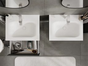 Mexen Rivel, koupelnová skříňka 60 cm s umyvadlem Vela, 1 zásuvka, drážkovaná, grafitová matná/bílá matná, 91A20-06023-1-BF66-W23M01