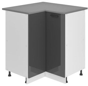 Kuchyňská skříňka Belini Premium Full Version spodní rohová 90 cm šedý lesk s pracovní deskou