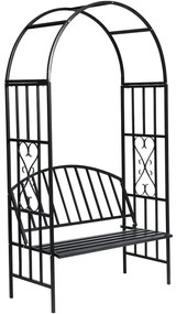 Pergola pro růže s lavičkou, černá