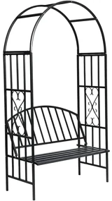 Pergola pro růže s lavičkou, černá