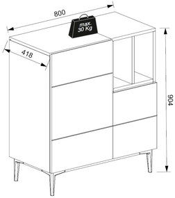 Skříňka 2-dveřová Nola, dub artisan/černá