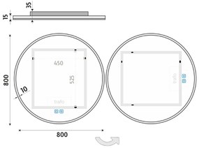 Nimco Kulaté LED zrcadlo pr. 800 se dvěma dotykovými senzory - ZP 26002RVX