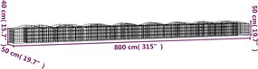 Klenutý gabion vyvýšený záhon 800x50x50 cm pozinkované železo 153545