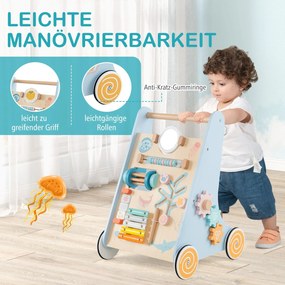 Costway Dřevěné chodítko na tlačení a tahání Montessori dětské chodítko