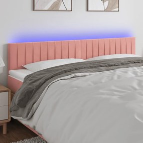 Čelo postele s LED růžové 160x5x78/88 cm samet