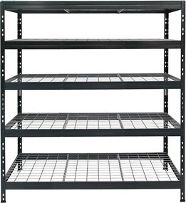 Kovový regál RIVET PRO 180x180x60 ocelová mřížka 5 úrovní antracitová šedá