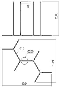 Redo 01-2797 závěsné LED svítidlo stmívatelné Stick pískově černé, 65W, 3000K, 139cm