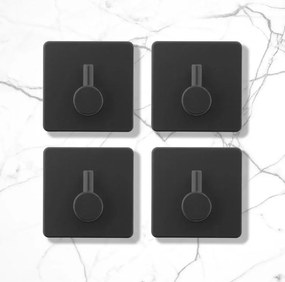 Erga Pad, samolepící háček na ručníky 4,5x4,5 cm (4ks), černá matná, ERG-YKA-CH.PAD-4-BLK