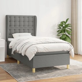 Box Spring Postel S Matrací Textil Tmavě Šedá tlačítka 80 x 200 cm