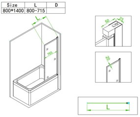 BPS-koupelny Jednodílná vanová zástěna HYD-PR03 80x140 černá/transparent