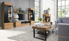 Casarredo - Komfort nábytek Komoda s vitrínou MOSAIC 47, 2D4S dub medový/černá