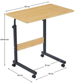 Kondela Nastavitelný PC stůl s kolečky, dub/černá, JUSTUS