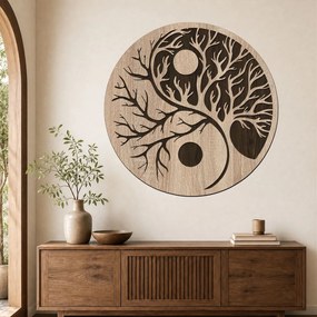 dřevo života 2 dílný dřevěný strom YING YANG na stěnu Zvolte barvu dekoru: Dub Sonoma-Wenge, Rozměry Ø (cm): 60