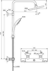 Ideal Standard CeraTherm - Sprchový set T25 s termostatem | 20 cm | 3