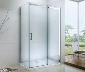 Mexen Omega sprchový kout 150x70cm, 8mm sklo, černý profil-čiré sklo, 825-150-070-70-00