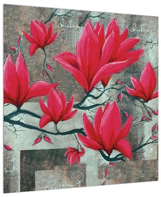 Obraz červených květů (50x50 cm)
