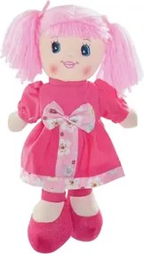 SPARKYS Panenka látková tmavě růžové šatičky s mašlí / 30 cm