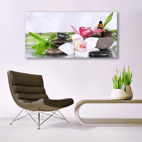 Plexisklo-obraz Orchidej Kameny Bambus 120x60 cm