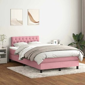 Box spring postel s matrací a LED růžová 120x220 cm samet 3317216