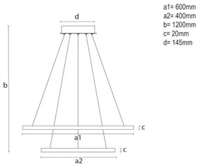 LED Stmívatelný lustr na lanku LED/55W/230V 3000-6500K pr. 60 cm + DO