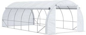 Zahradní skleník Outsunny 6x3x2 m Tunnellový skleník s dveřmi a 12 rolovacími okny pro terasu Bílý