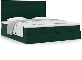 Osmanský rám postele s matrací tmavě zelená 200x200cm samet 3313763