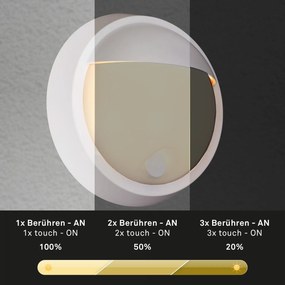 BRI 3784016 Puni LED venkovní nástěnné svítidlo, nabíjecí, 3 krokový dotykový stmívač, časovač, bílé - BRILONER