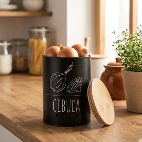 Orion Dóza na cibuli, plech/bambus pr. 13 cm, BLACK SK