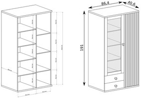 Casarredo Vitrína 2D2S BARBUS dub artisan/černá