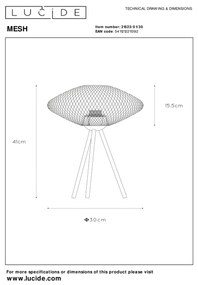 Lucide 21523/01/30 stolní lampa Mesh černá, E27, 41cm