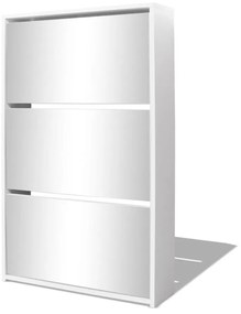 vidaXL Botník třípatrový, zrcadlový, bílý 63x17x102,5 cm