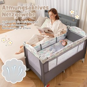 Costway 5 v 1 Přistýlka, skládací cestovní postýlka s matrací 2 Obyčejná dětská