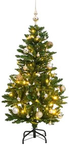 Umělý sklápěcí vánoční stromek se 150 LED a koulemi 150 cm 3210094