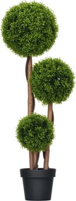 Umělý strom HOMCOM, Umělá rostlina, Zelený buxus se 3 koulí z bambusových listů, Včetně květináče, Pro vnitřní i venkovní použití, Výška 110 cm, Bez …