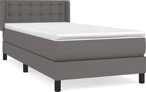 Box spring postel s matrací šedá 90x200 cm umělá kůže 3130761