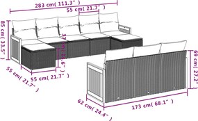 10dílná zahradní sedací souprava s poduškami béžová polyratan 3260498