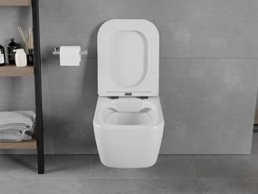 Mexen Elis závěsné wc Rimless s toaletním Slim sedátkem z duroplastu, 52 x 34,5 cm, bílá - 30910600