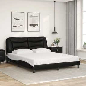 Postel s matrací Hvar černá a bílá 160 x 200 cm umělá kůže 3208736