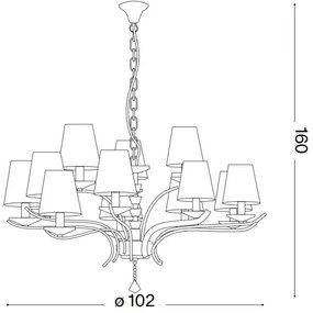 Ideal Lux - Lustr na řetězu PEGASO 12xE14/28W/230V pr. 102 cm zlatá