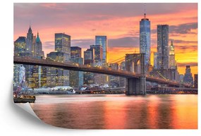 Fototapeta Lower Manhattan Skyline And Brooklyn Bridge Vliesová tapeta 312x219