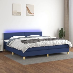 Box spring postel s matrací a LED modrá 200x200 cm textil 3133587