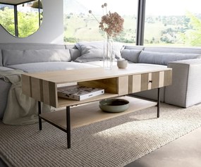 Konferenční stolek Nereos 130x60 cm mango bílá černý kov