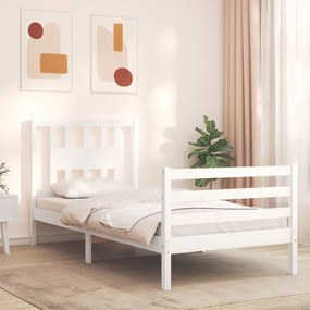 Rám postele s čelem bílý 90 x 200 cm masivní dřevo,  3194557 HangarStore.cz