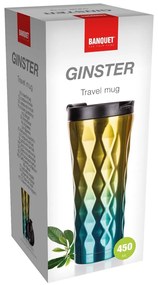 Banquet Hrnek cestovní dvoustěnný GINSTER 450 ml, zlato-modrá