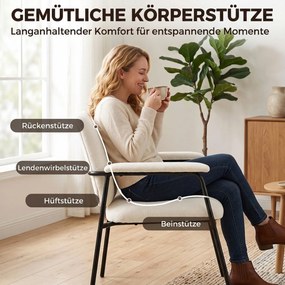 HOMCOM Moderní 2dílná sada křesel, potah z chenille, čalouněné opěrky rukou, kovová konstrukce, krémově bílá
