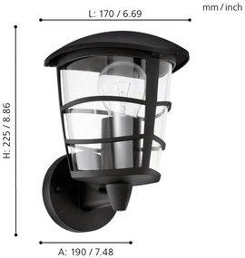 Eglo 93097 - LED Venkovní nástěnné svítidlo ALORIA 1xE27/8,5W/230V IP44