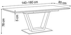 Jídelní stůl rozkládací 160-210x90 cm, mdf HT-D1931 WT