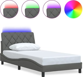 Rám postele s LED bez matrace Tmavě šedá 100x200 cm Látka 3310651